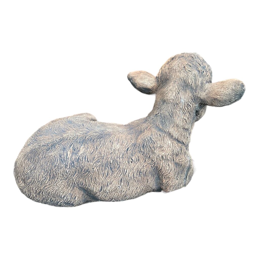 Rustic Brown Cow Concrete Farm Animal Décor Statue